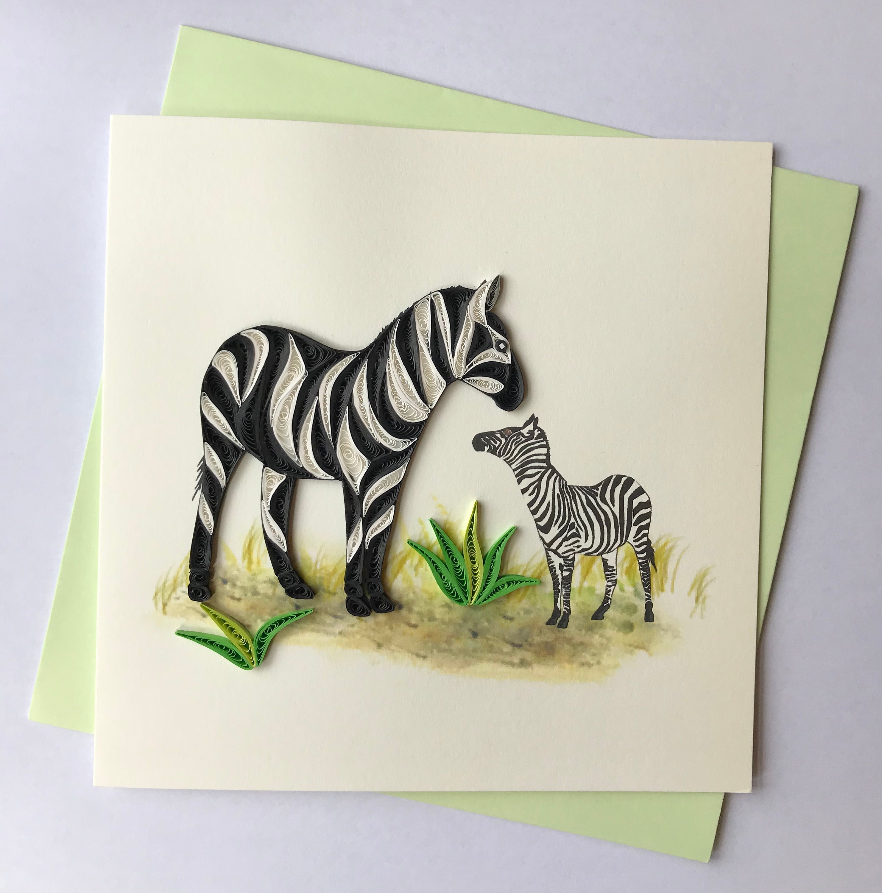 Zebra Greeting Card, Quilling Greeting Card, Handmade Greeting Card ...