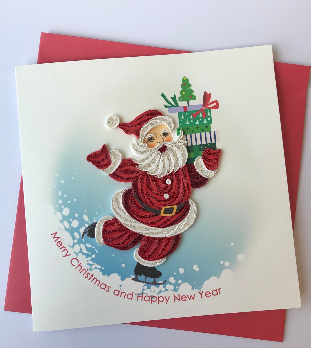 Santa Quilling Greeting Card, Handmade Greeting Card, Quilling Cards ...