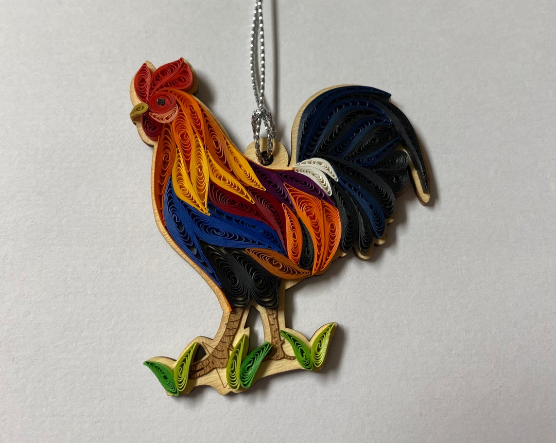 Rooster Ornament, Handmade Ornament, Quilling, Quilled Ornament, - Etsy
