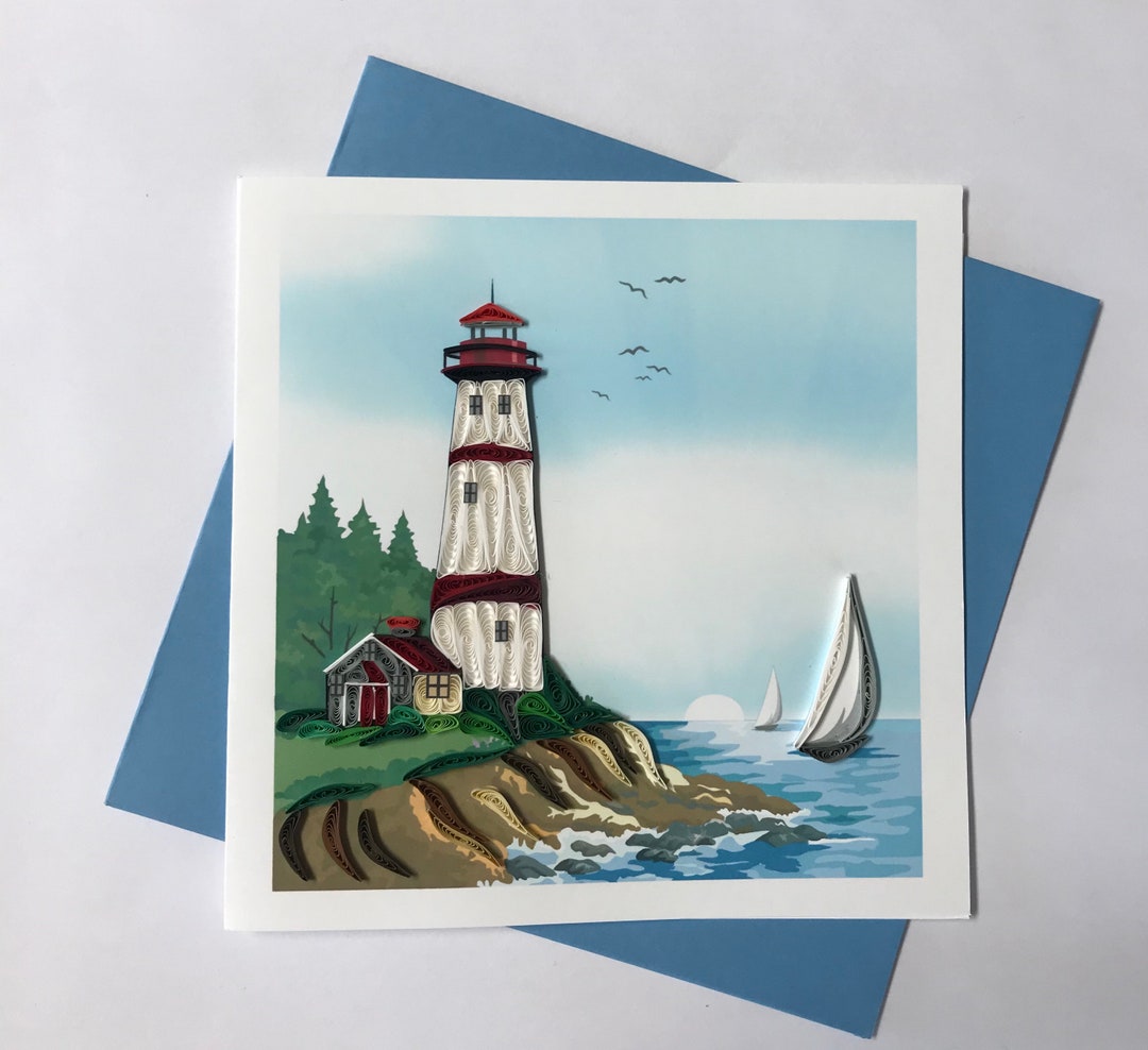 Lighthouse Quilling Greeting Card, Handmade Greeting Card, Quilling ...
