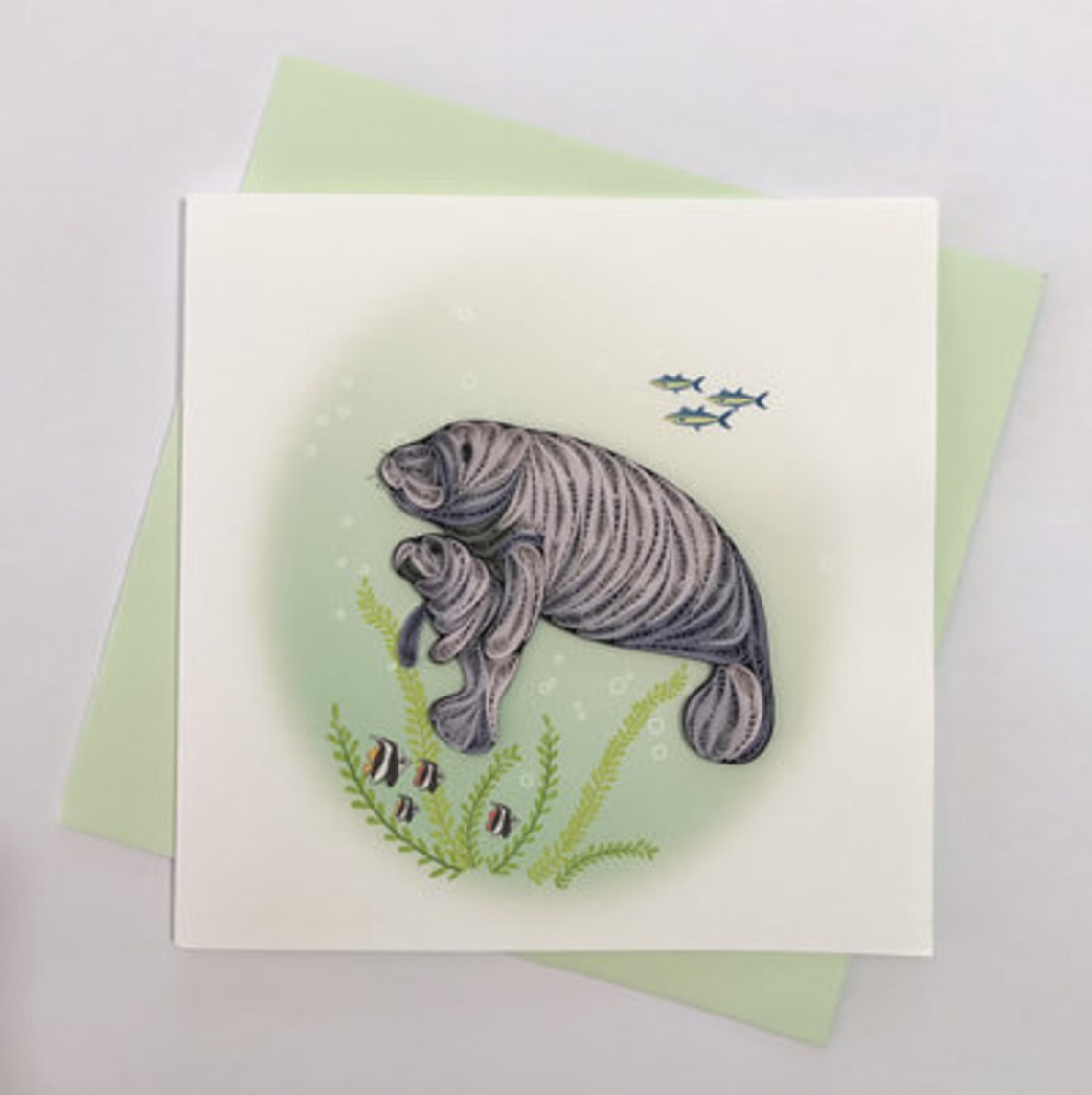 Manatee Card Quilling Greeting Card Handmade Greeting Card - Etsy