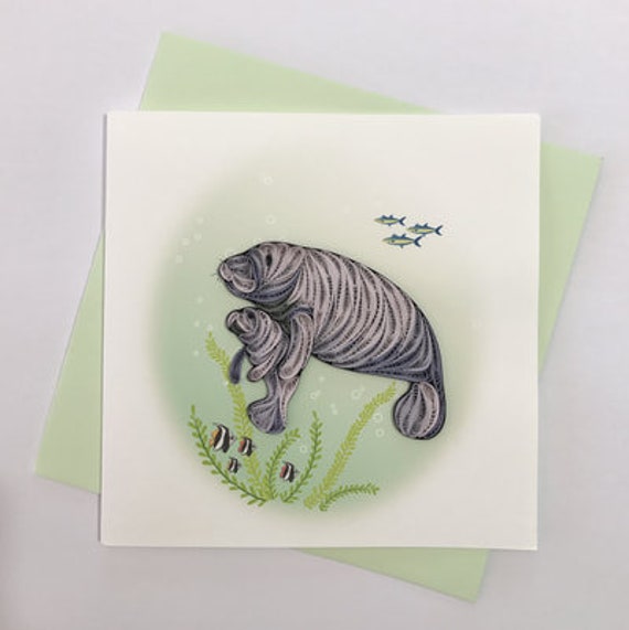 Manatee Card Quilling Greeting Card Handmade Greeting Card - Etsy