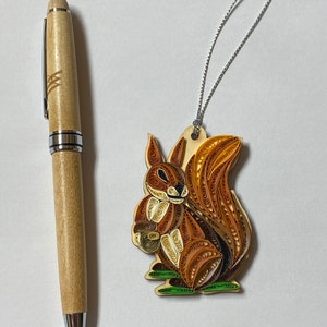 Squirrel Ornament, Handmade Ornament, Quilling, Quilled Ornament ...