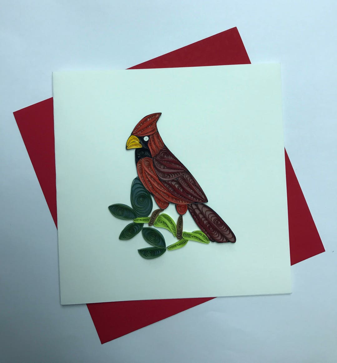 Cardinal Quilling Greeting Card, Quill Card, Quilling Card, Cardinal ...