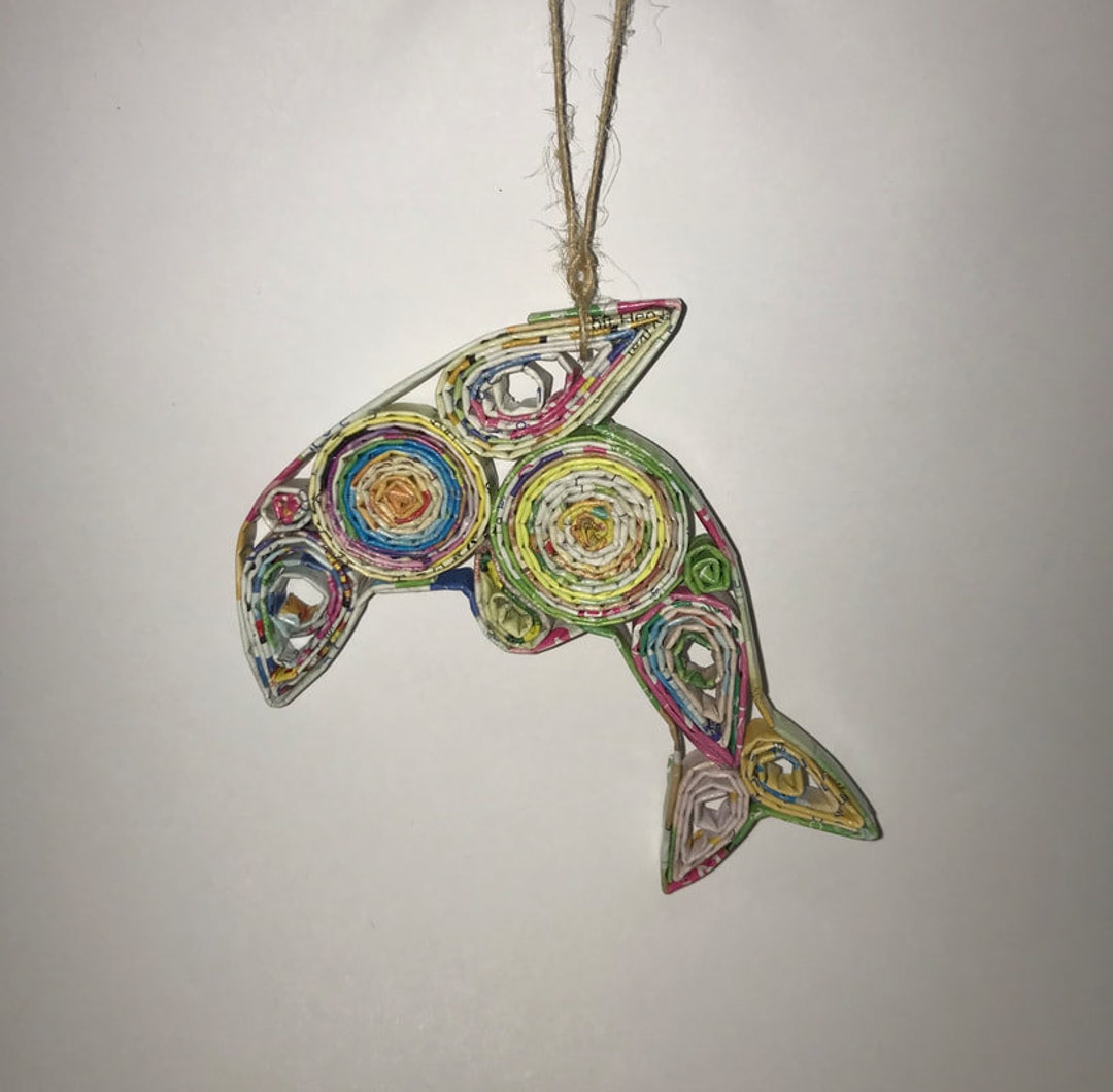 Eco-art Dolphin Ornament, Eco-art, Recycled, Quilled Paper Christmas ...