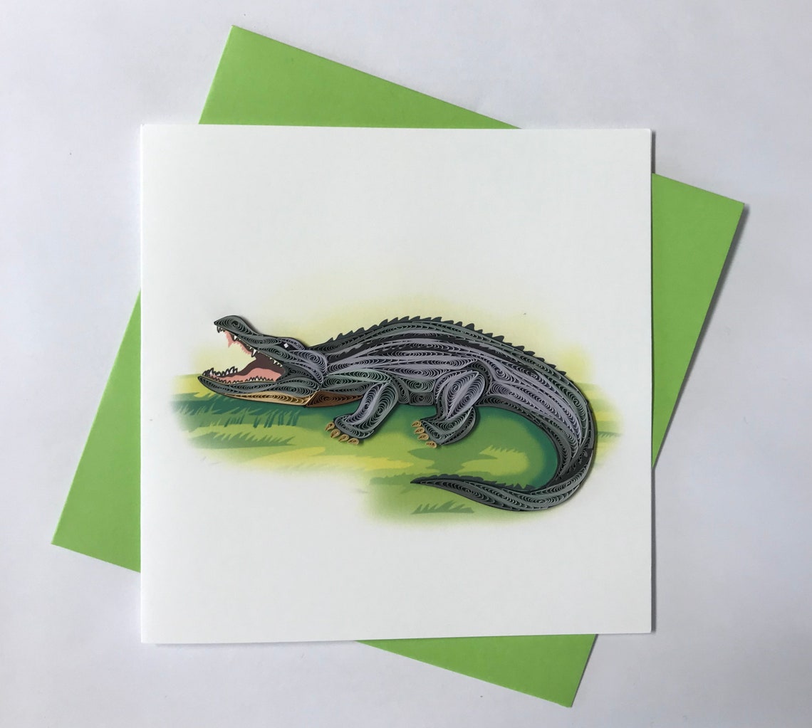 Crocodile Quilling Greeting Card, Handmade Greeting Card, Quilling ...