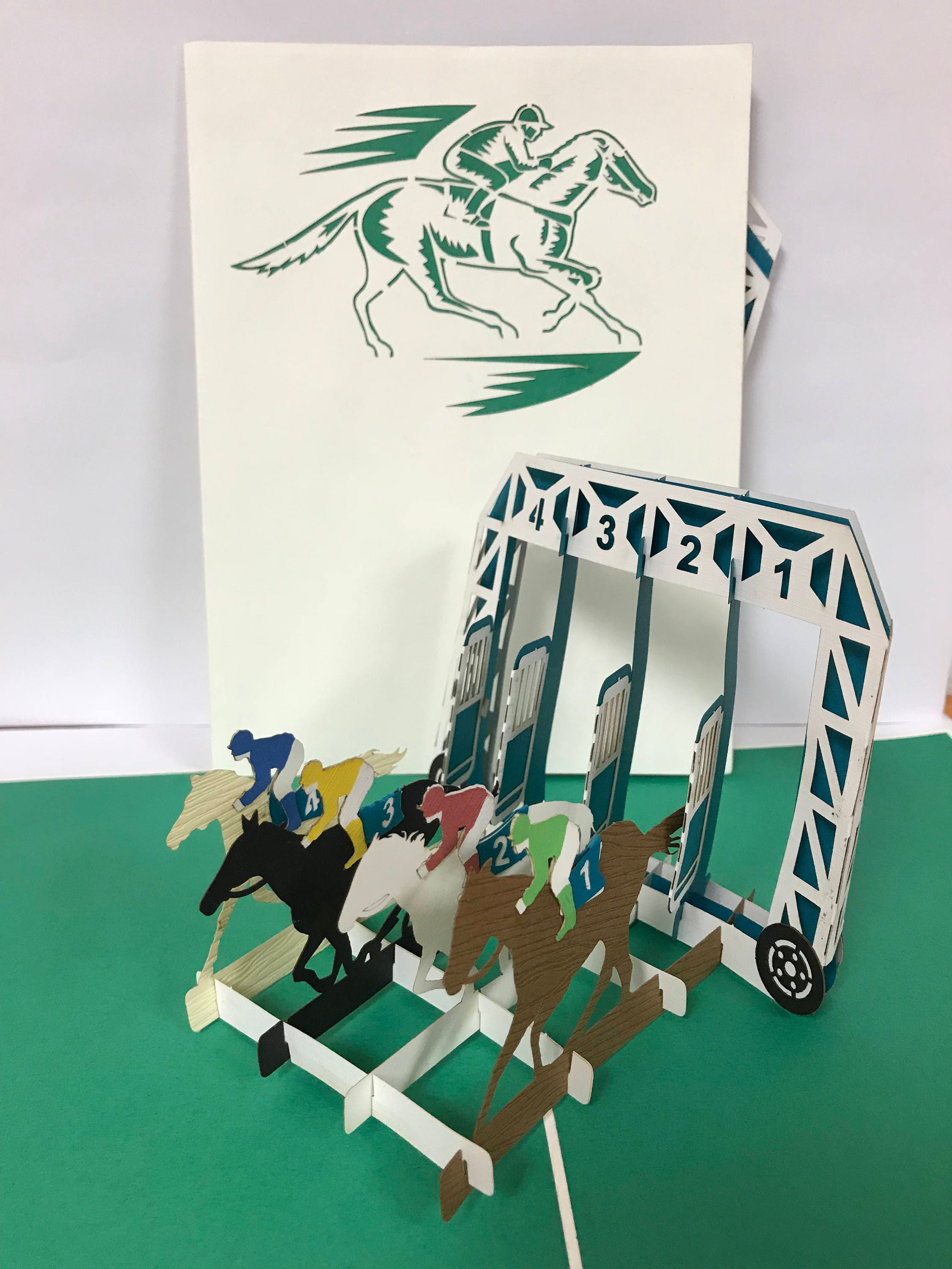 Horse Racing, 3-d Pop up Card, Popup Card, 3d Popup Card, Poppin Paper ...