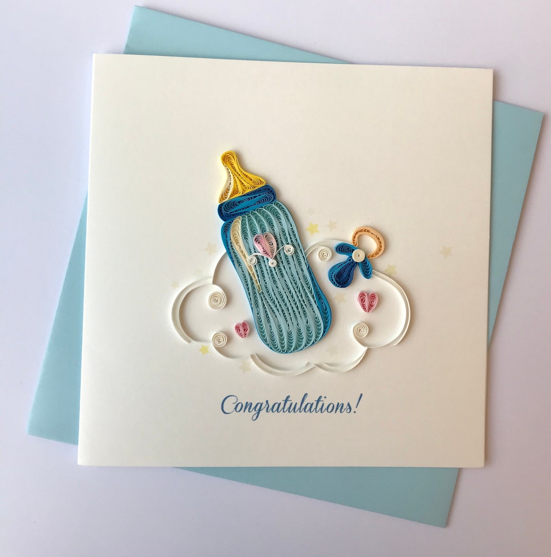 Baby Boy Quilling Greeting Card, Handmade Greeting Card, Quilling Cards ...