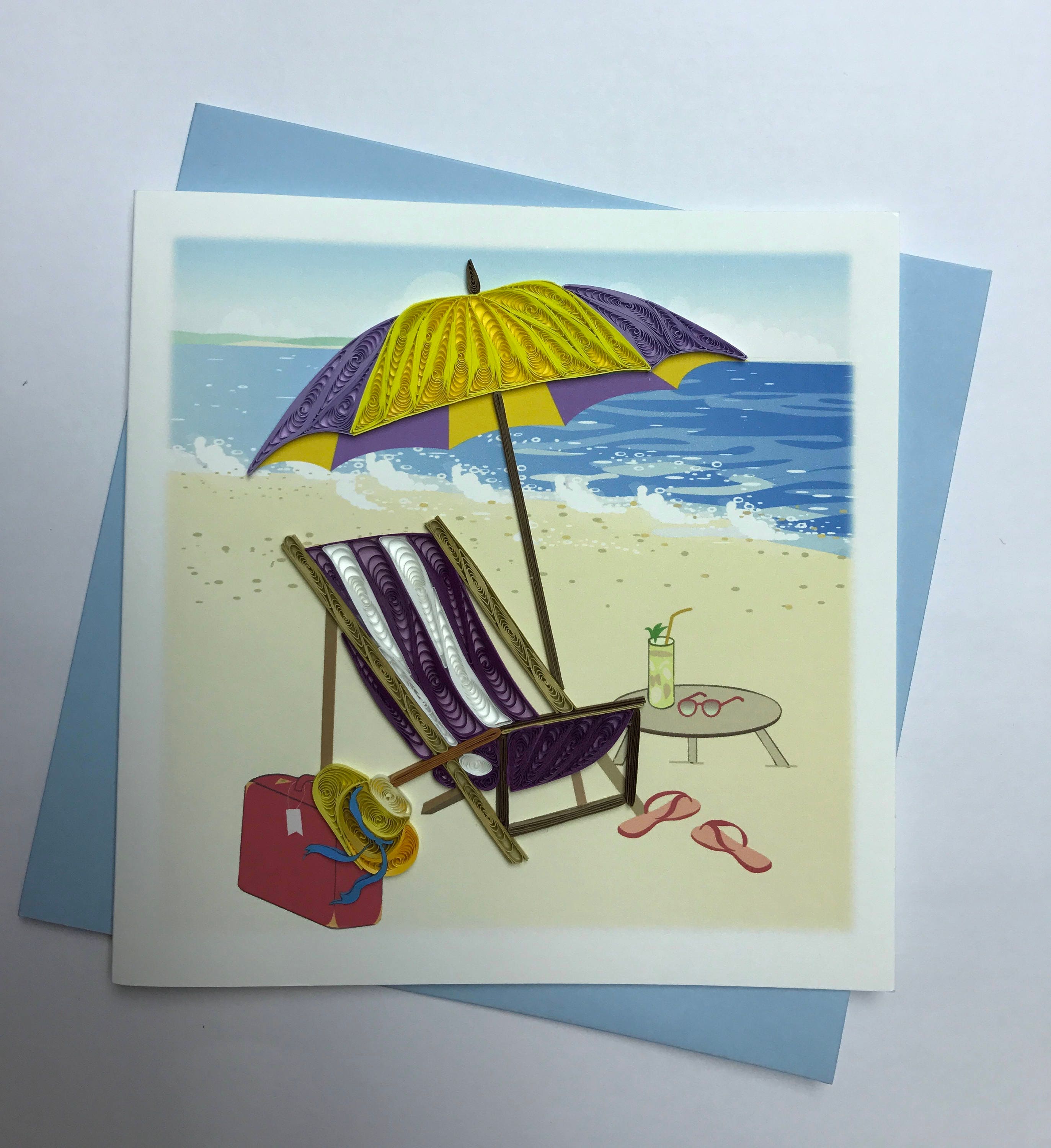 Beach Quilling Greeting Card - Etsy