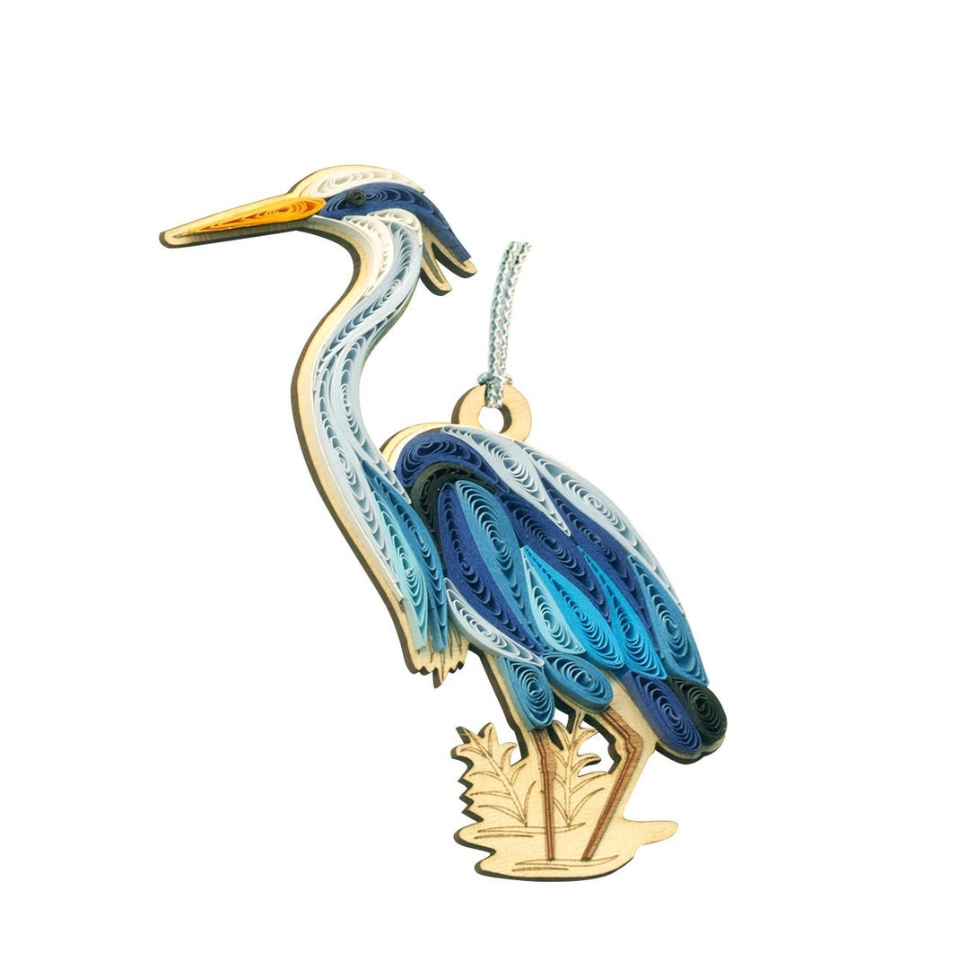 Blue Heron Ornament, Handmade Ornament, Quilling, Quilled Ornament, - Etsy