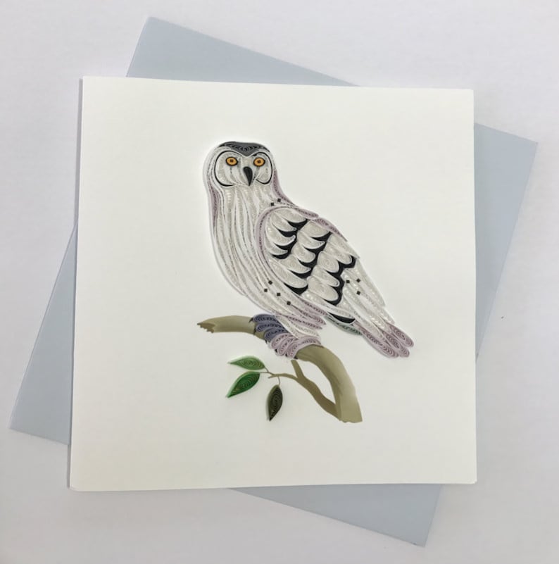 Snowy Owl Quilling Greeting Card, Handmade Greeting Card, Quilling ...