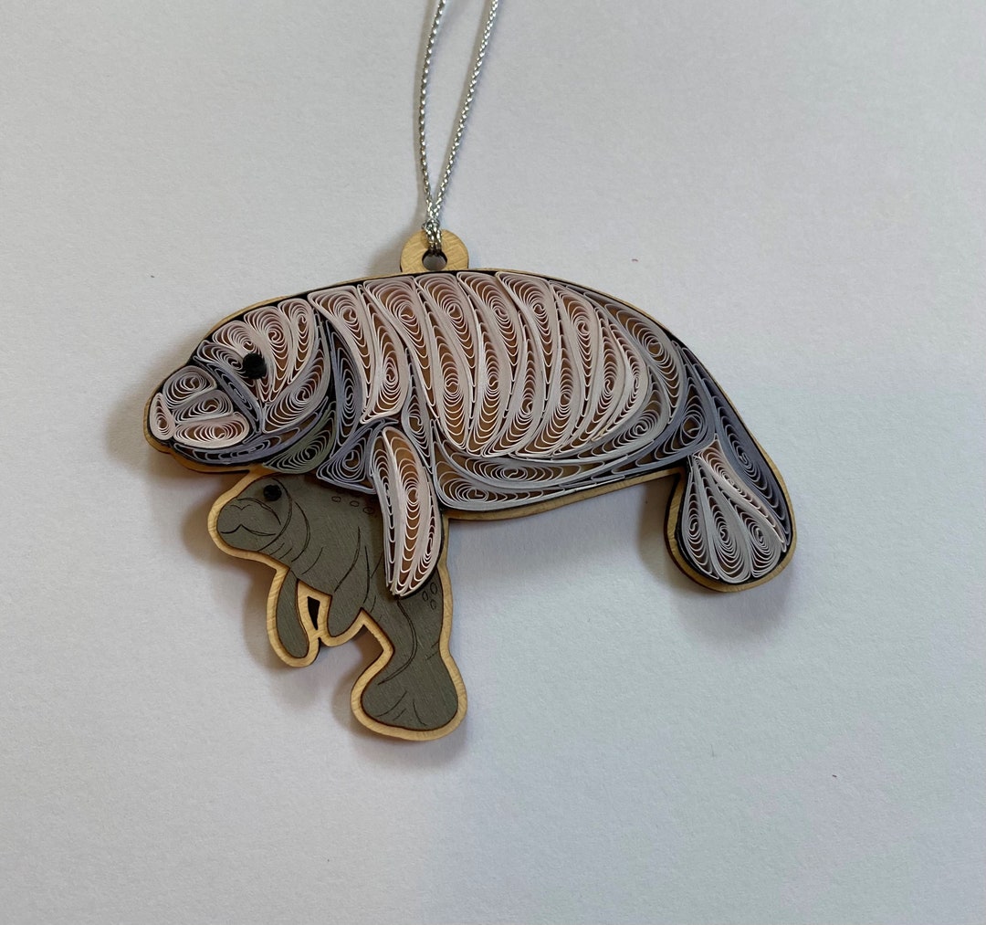 Manatee Ornament, Handmade Ornament, Quilling, Quilled Ornament ...