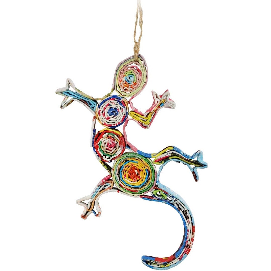 Lizard Ornament, Eco-art, Recycled, Quilled Paper, Christmas Decor ...