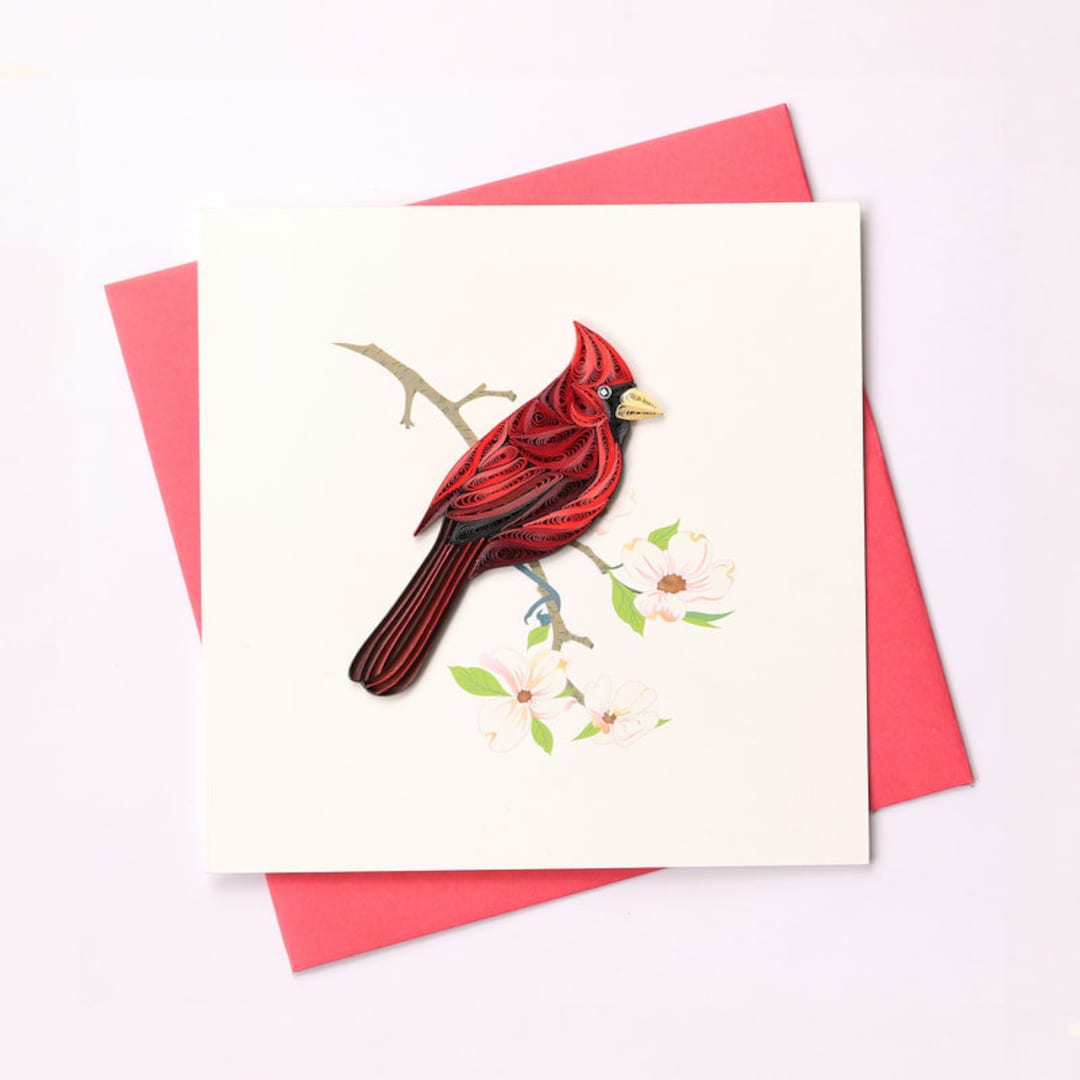 Cardinal Quilling Greeting Card, Handmade Greeting Card, Quilling Cards ...
