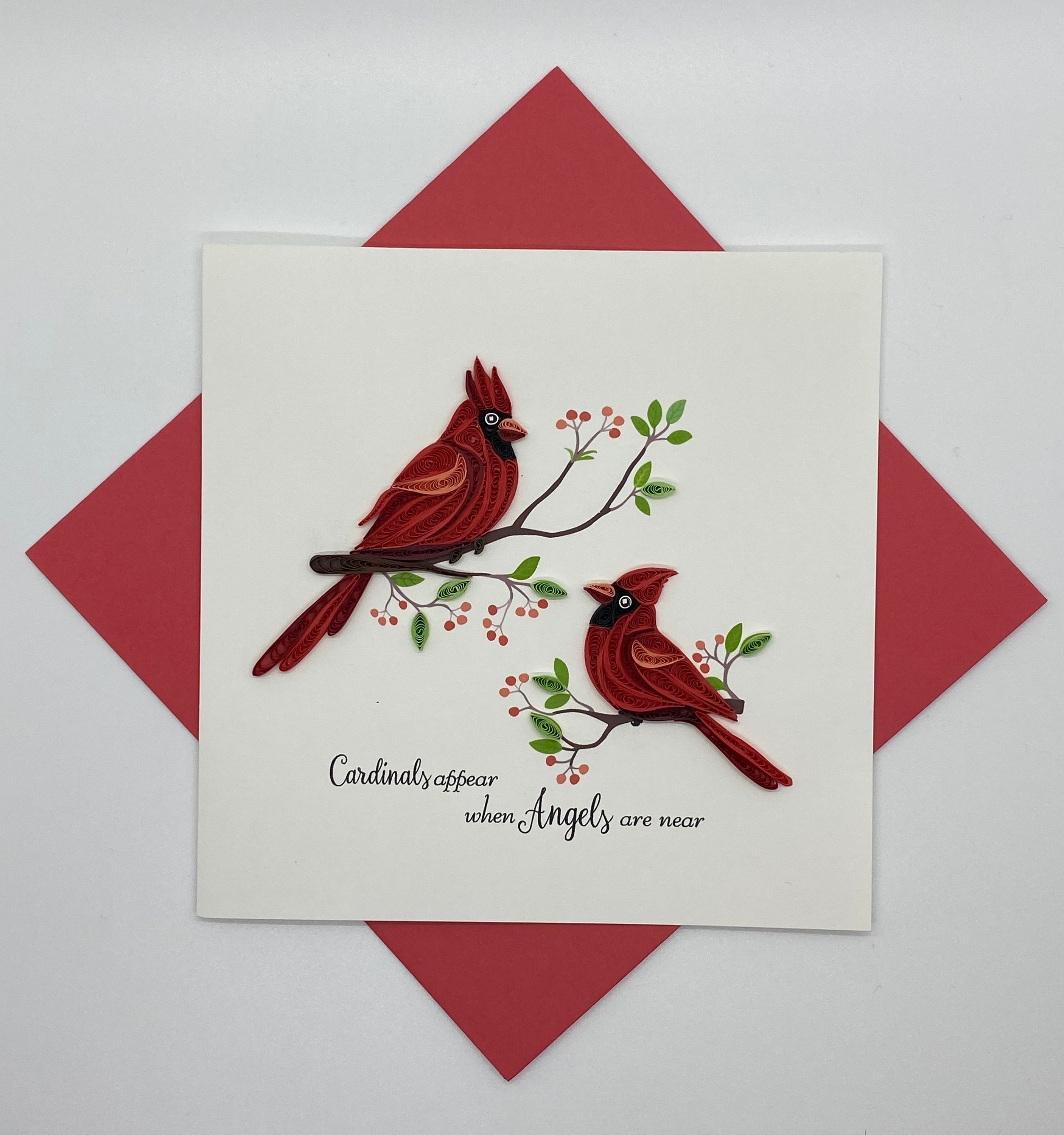Cardinal Sympathy Quilling Greeting Card, Handmade Greeting Card ...