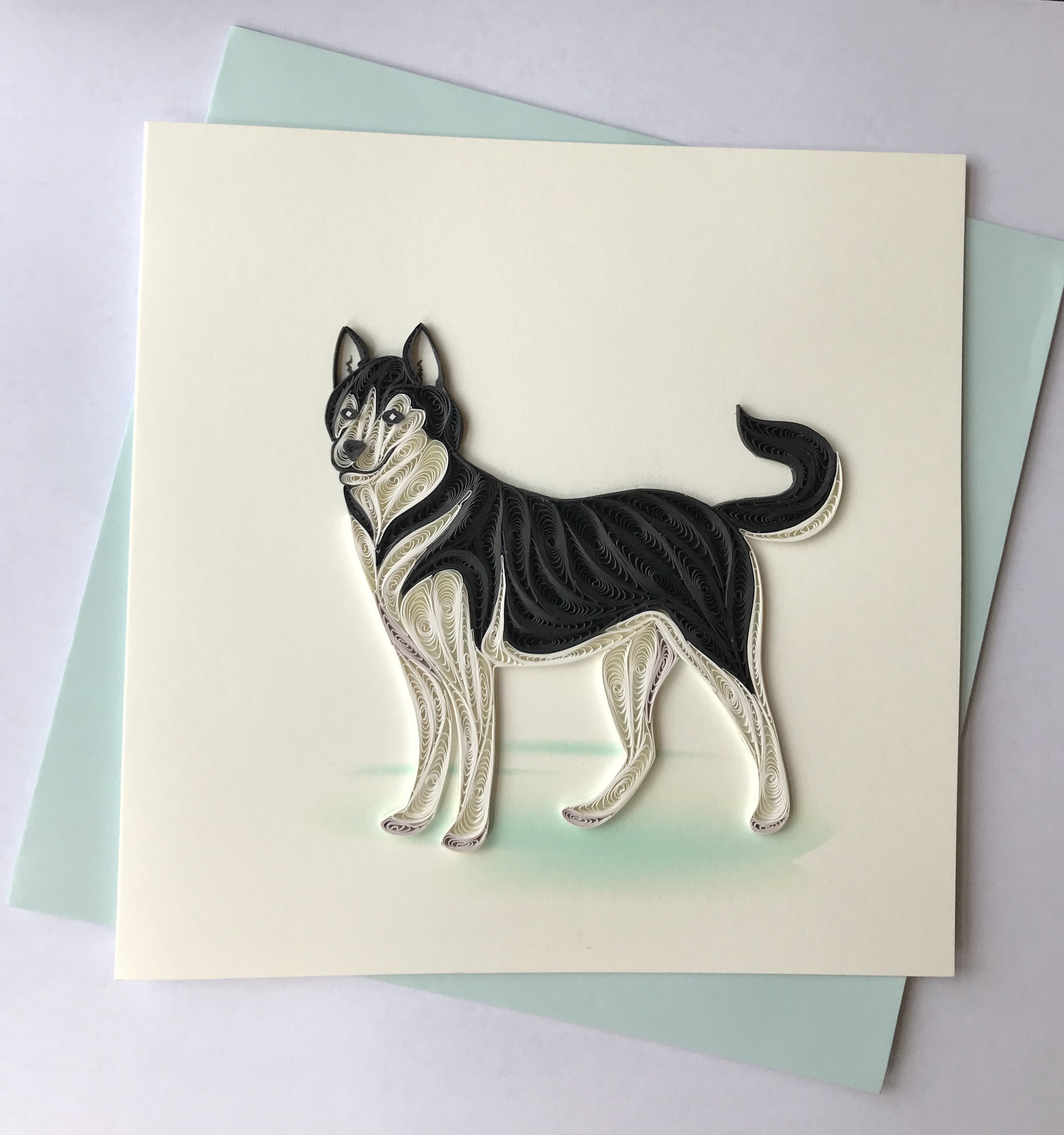 Husky Dog Card, Quilling Greeting Card, Handmade Greeting Card ...