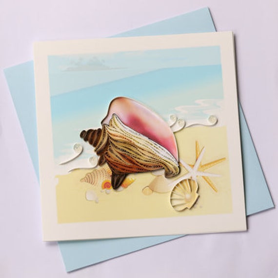 Conch Shell Card Quilling Greeting Card Handmade Greeting | Etsy