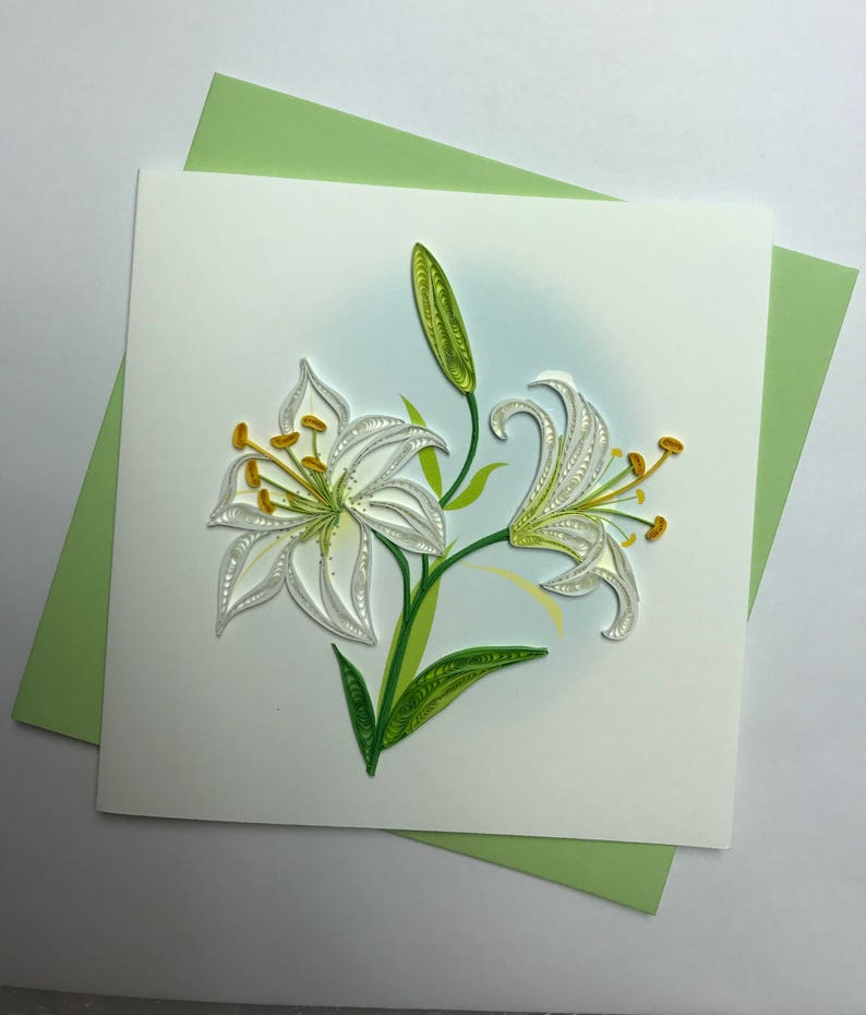 Lily Flower Quilling Greeting Card - Etsy
