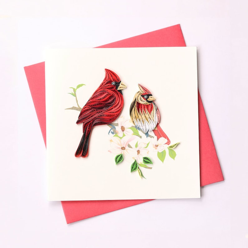 Cardinal Quilling Greeting Card Handmade Greeting Card - Etsy