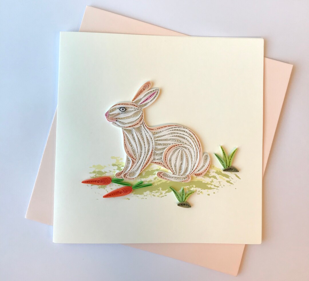 Rabbit Card, Easter Card, Easter Gift, Quilling Greeting Card, Handmade ...