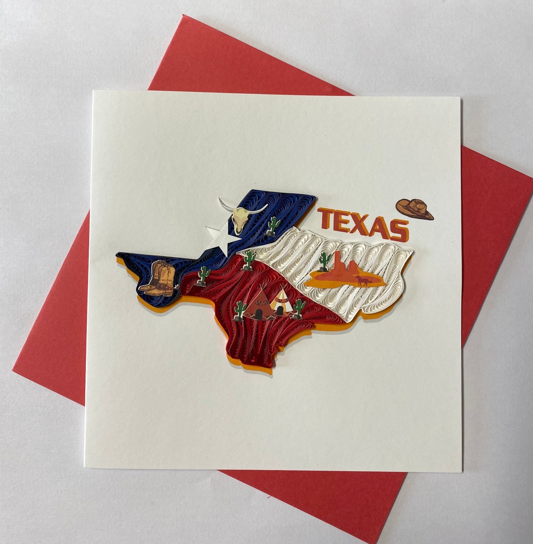 Texas Card, Quilling Greeting Card, Handmade Greeting Card, Quilling ...
