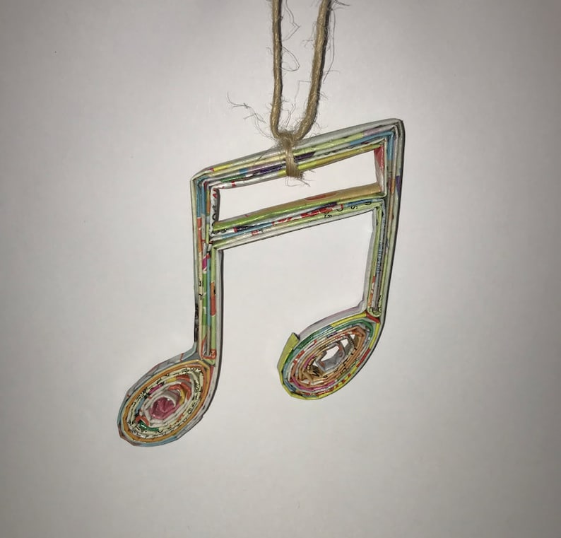 Music Note Ornament Eco-art Recycled Quilled Paper - Etsy