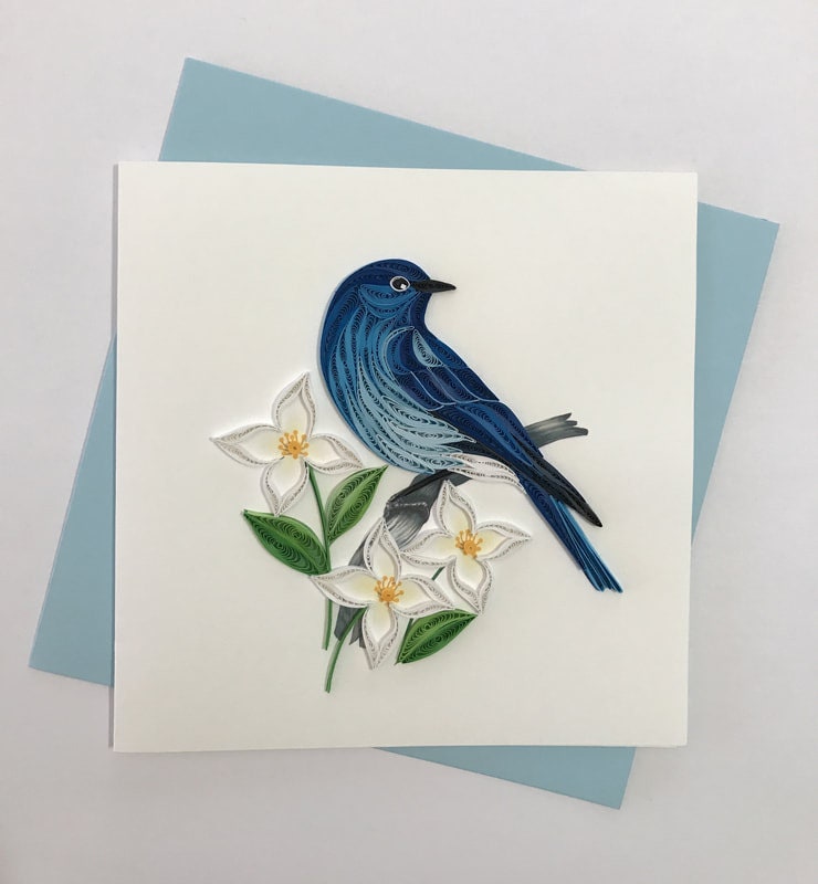Blue Bird Quilling Greeting Card, Handmade Greeting Card, Quilling ...