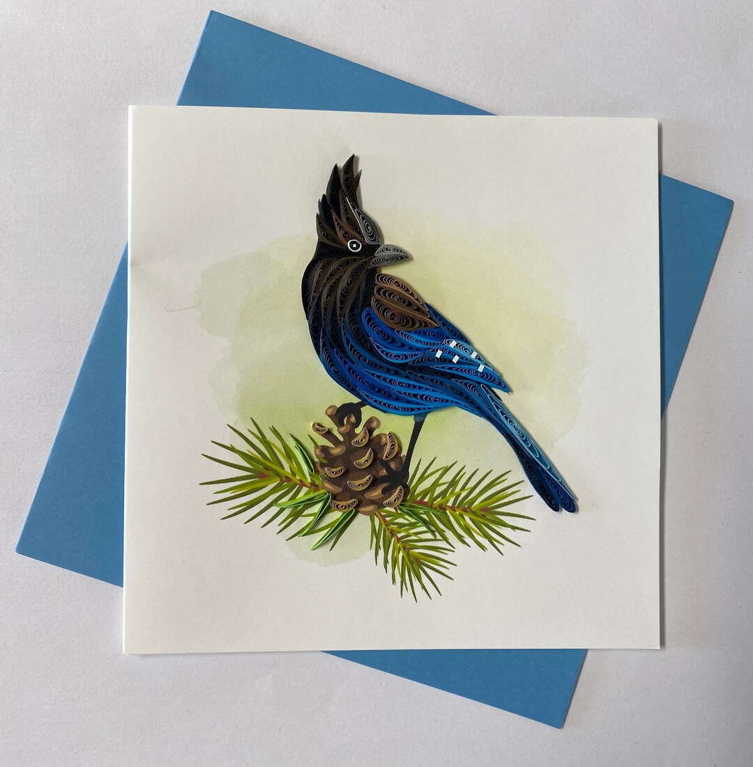Steller’s Jay Bird Card, Quilling Greeting Card, Handmade Greeting Card ...