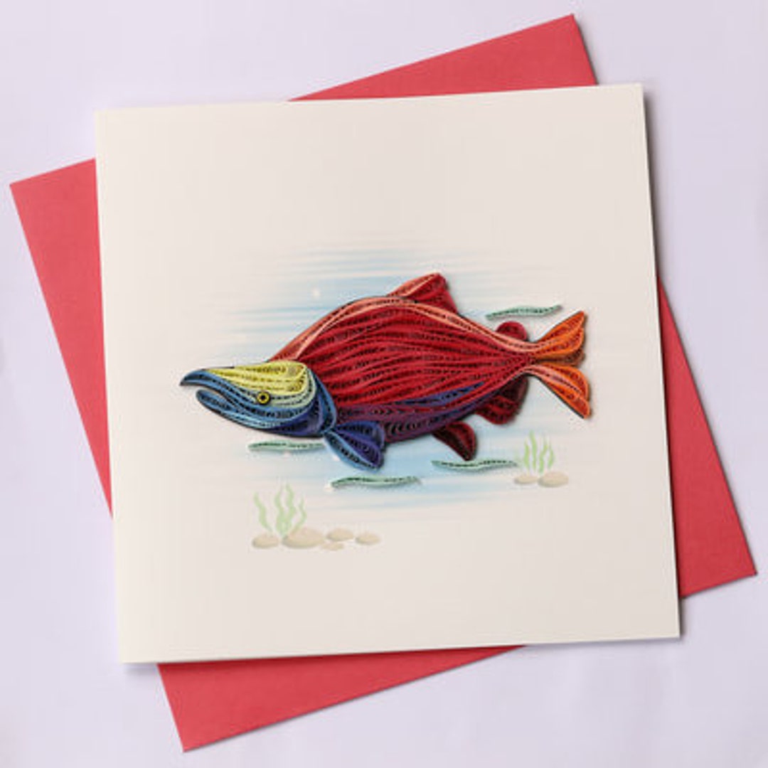 Salmon Card, Quilling Greeting Card, Handmade Greeting Card, Quilling ...