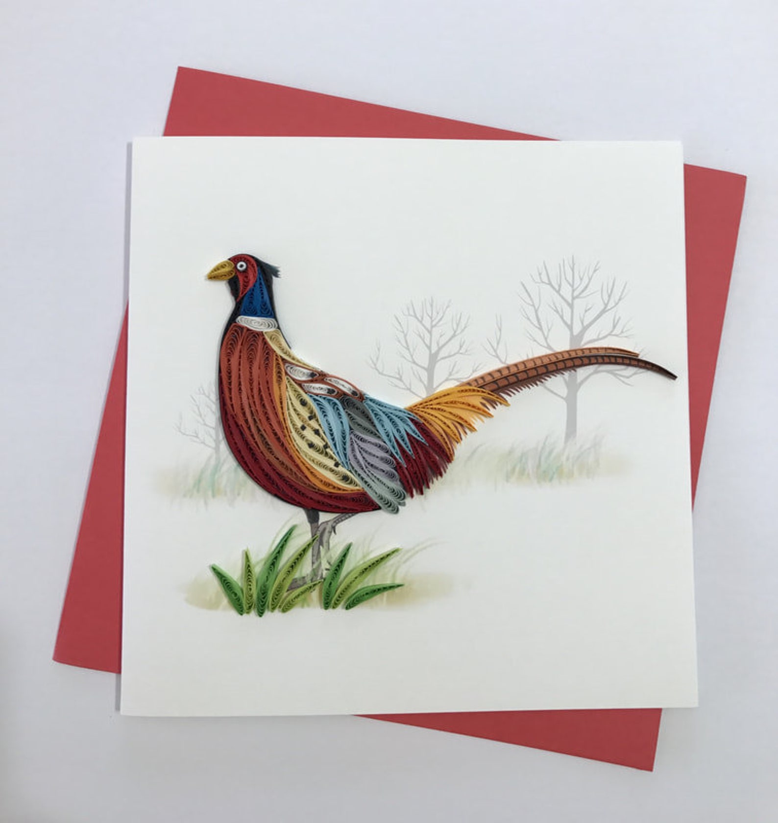 Pheasant Quilling Greeting Card, Handmade Greeting Card, Quilling Cards ...
