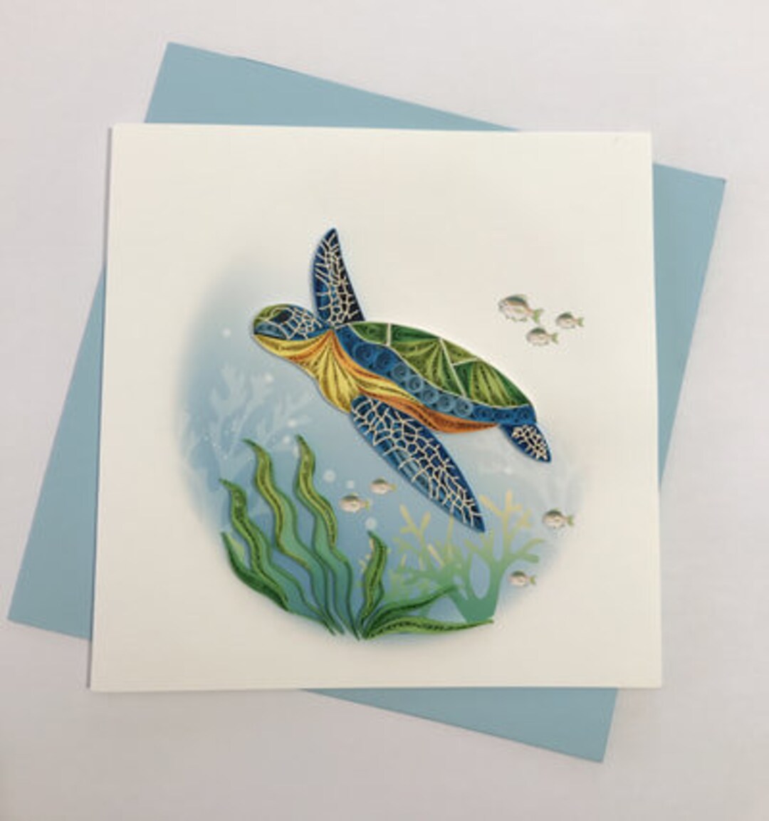 Sea Turtle Card, Quilling Greeting Card, Handmade Greeting Card ...
