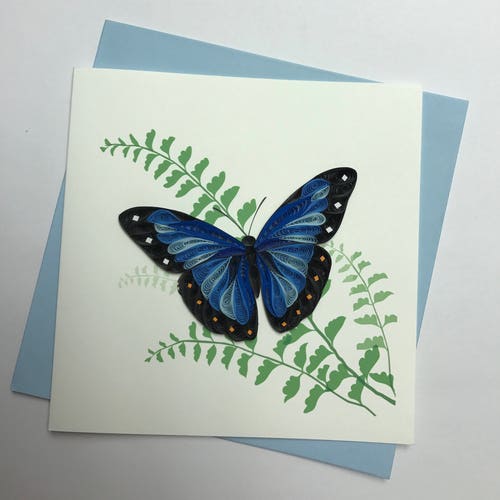 Blue Butterfly Quilling Greeting Card - Etsy