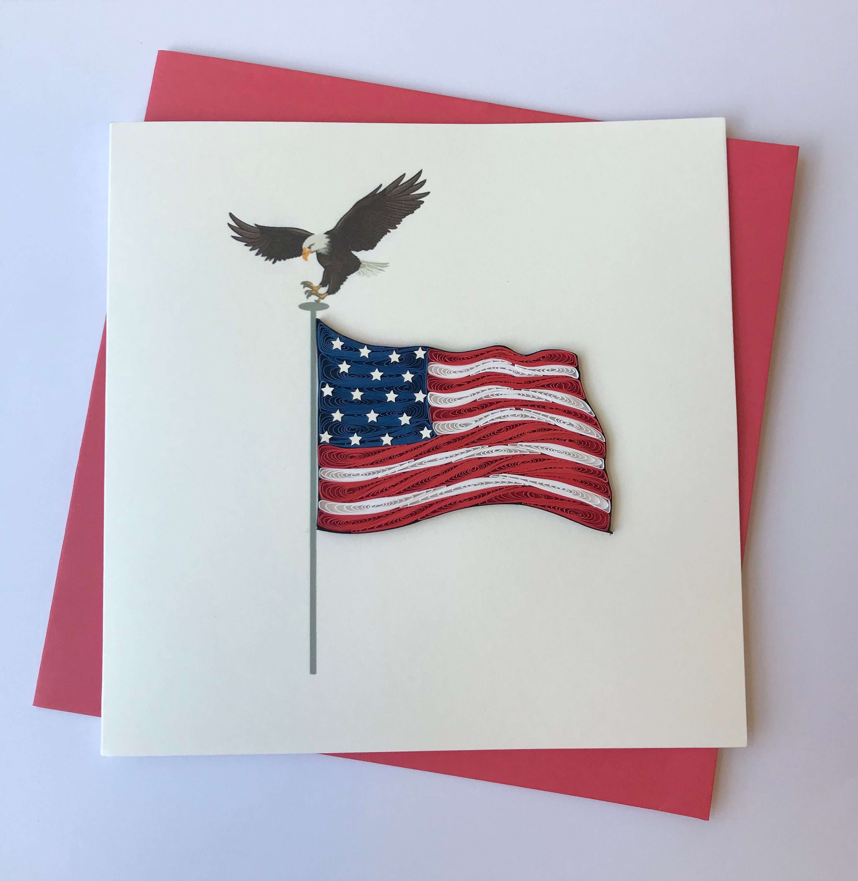 Flag Card, Quilling Greeting Card, Handmade Greeting Card, Quilling ...