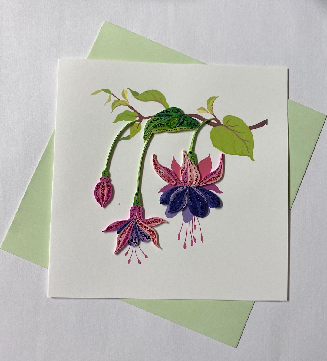Fuchsia Quilling Greeting Card, Quilling Cards, Birthday Cards ...