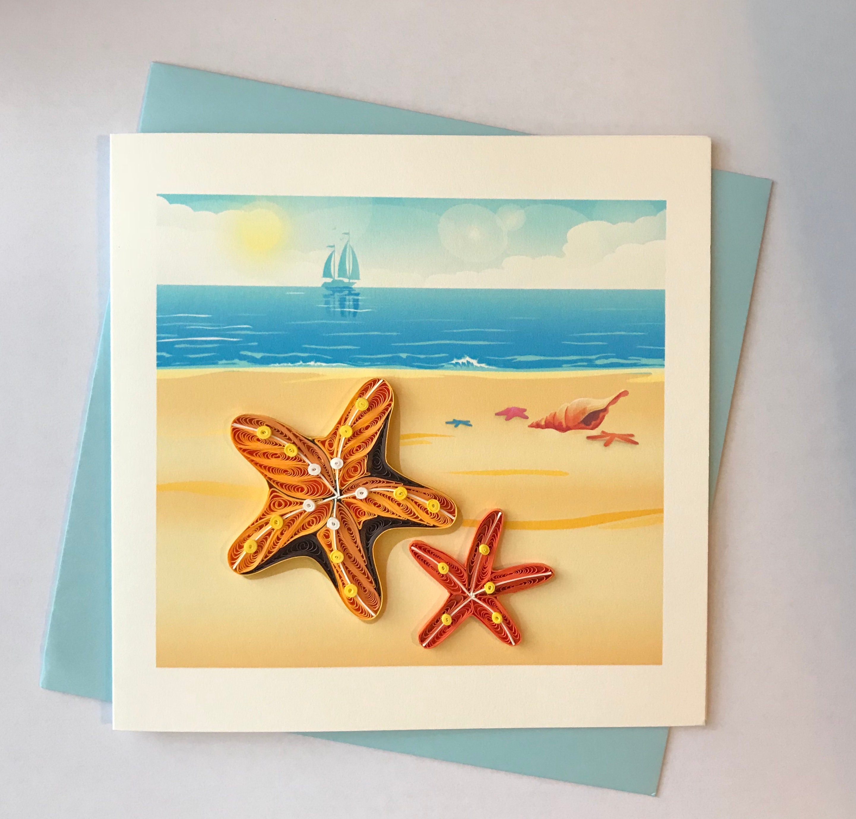 Star Fish Greeting Card, Quilling Greeting Card, Handmade Greeting Card ...