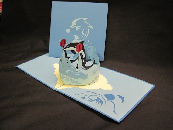 3-D Dolphins Pop-up Card 3-D Pop up Card 3D Birthday Card | Etsy