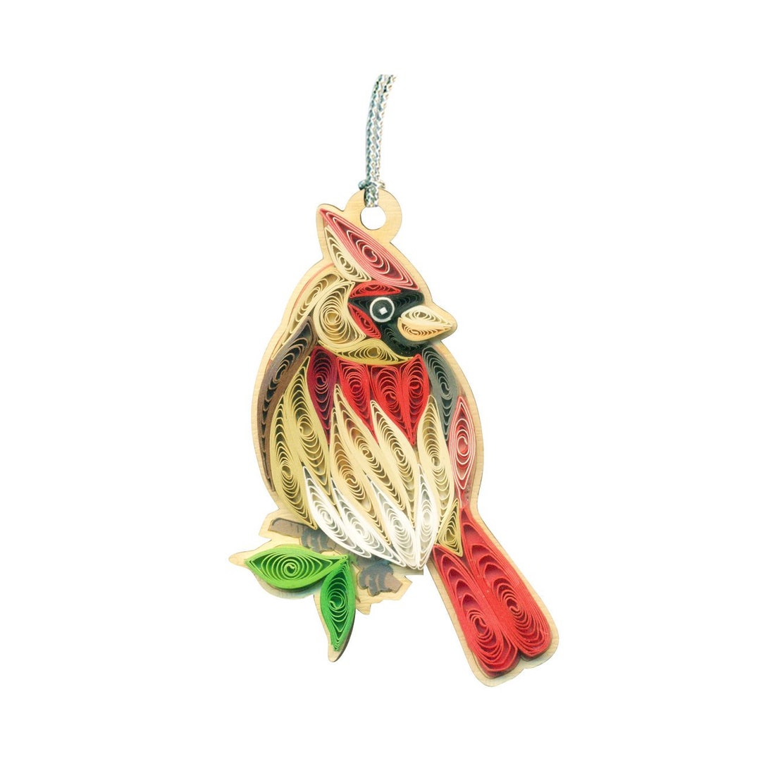 Female Cardinal Ornament, Handmade Ornament, Quilling, Quilled Ornament ...