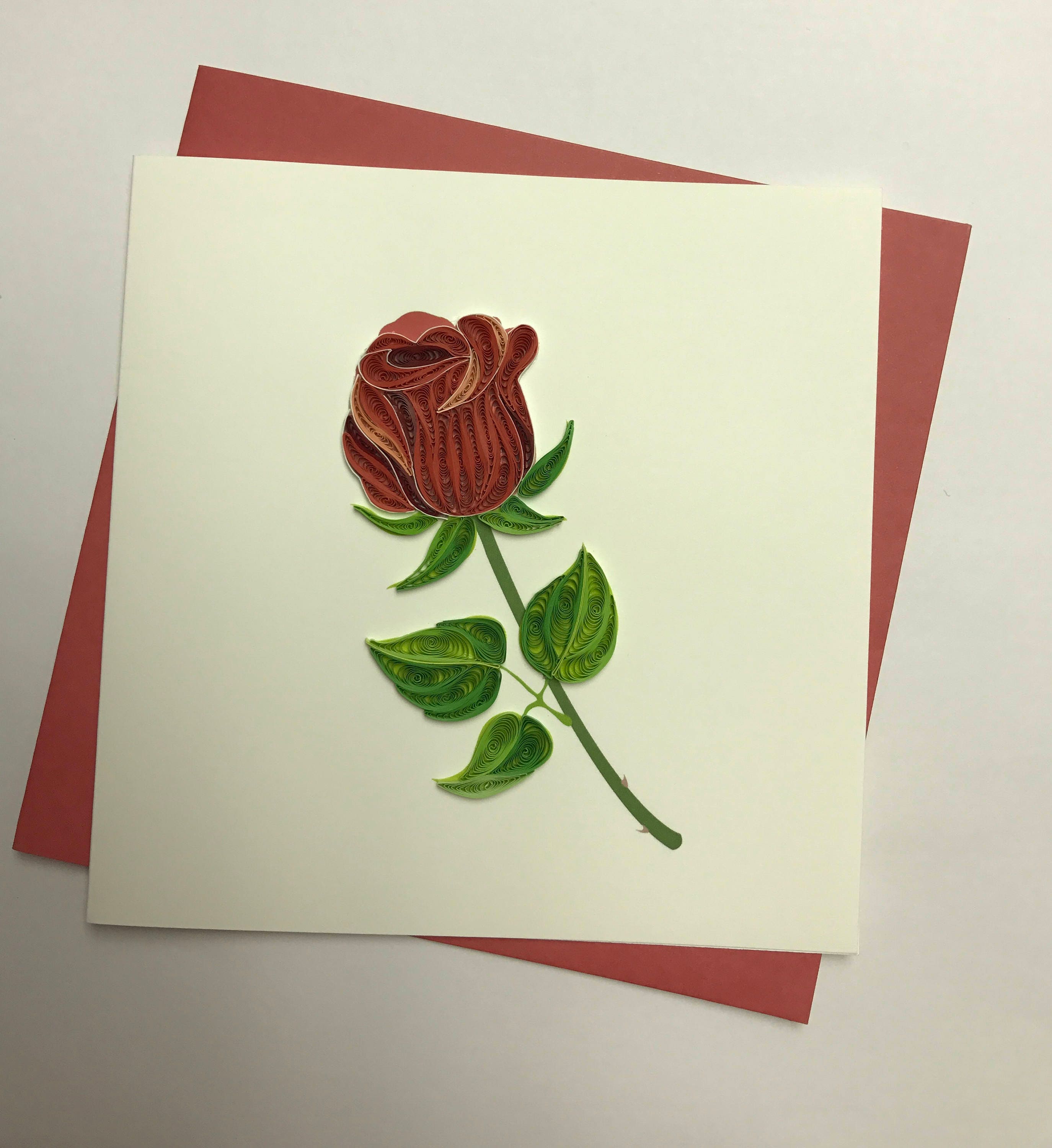 Rose Flower Quilling Greeting Card - Etsy