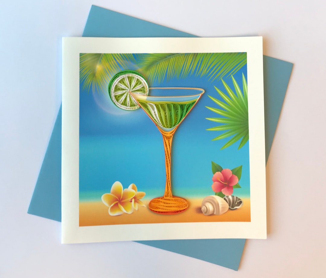 Martini Card, Quilling Greeting Card, Handmade Greeting Card, Quilling ...