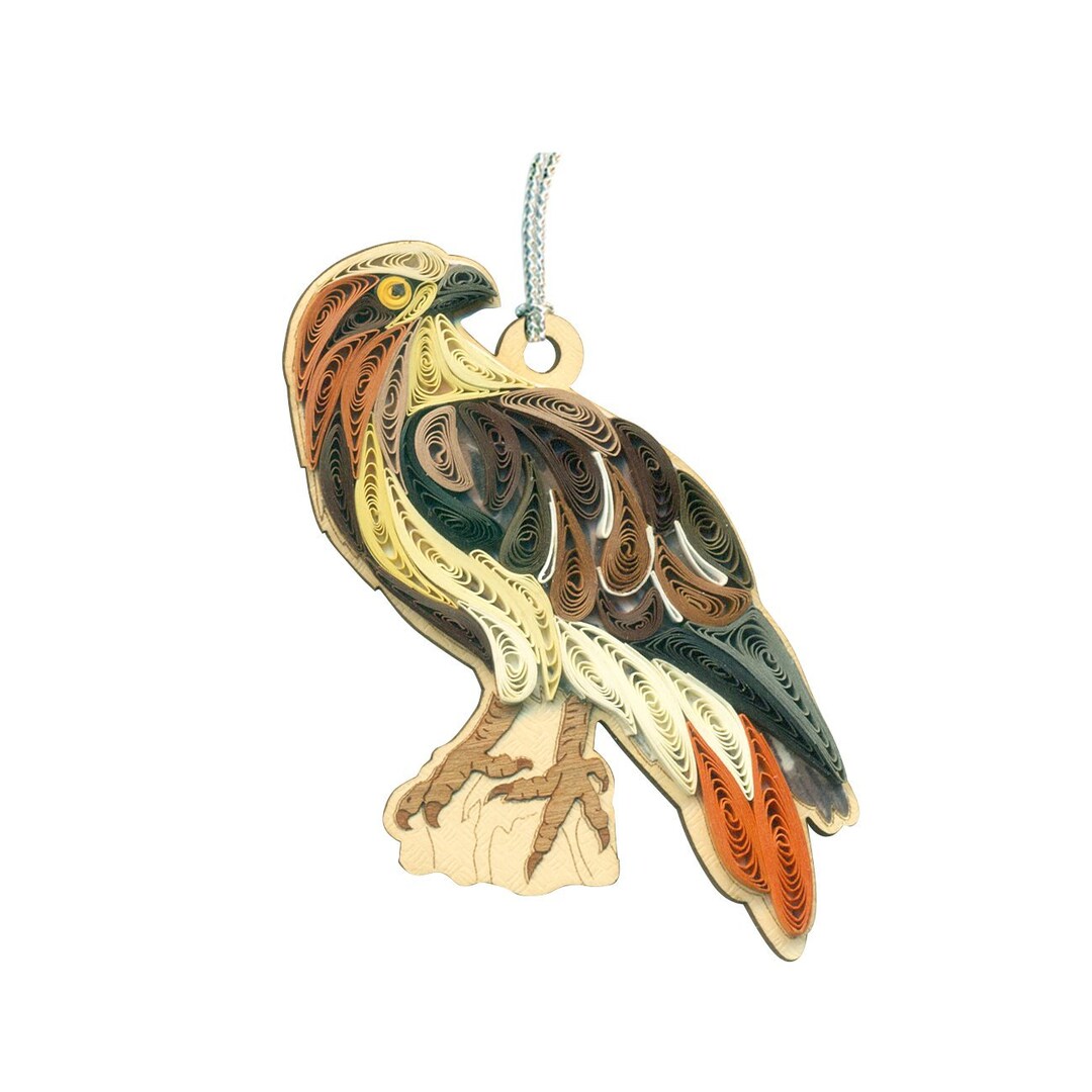 Red Tail Hawk Ornament, Handmade Ornament, Quilling, Quilled Ornament ...