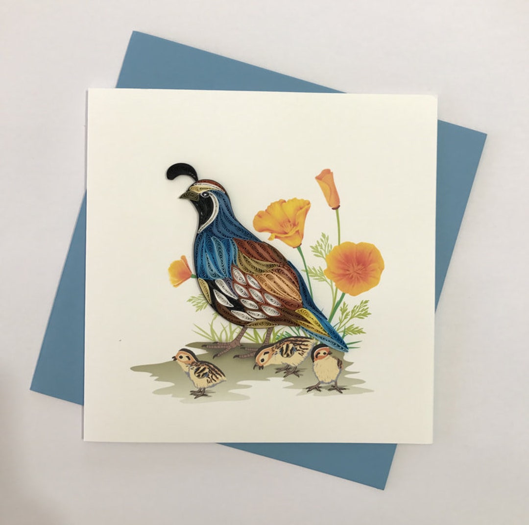 California Quail Quilling Greeting Card, Handmade Greeting Card ...
