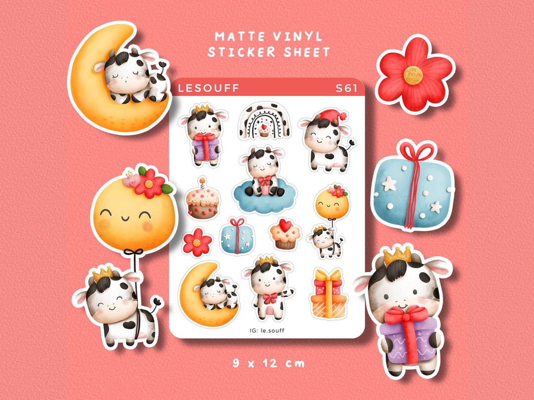 Dairy Cows Birthday Stickers Sheet / Lesouff / S61 - Etsy