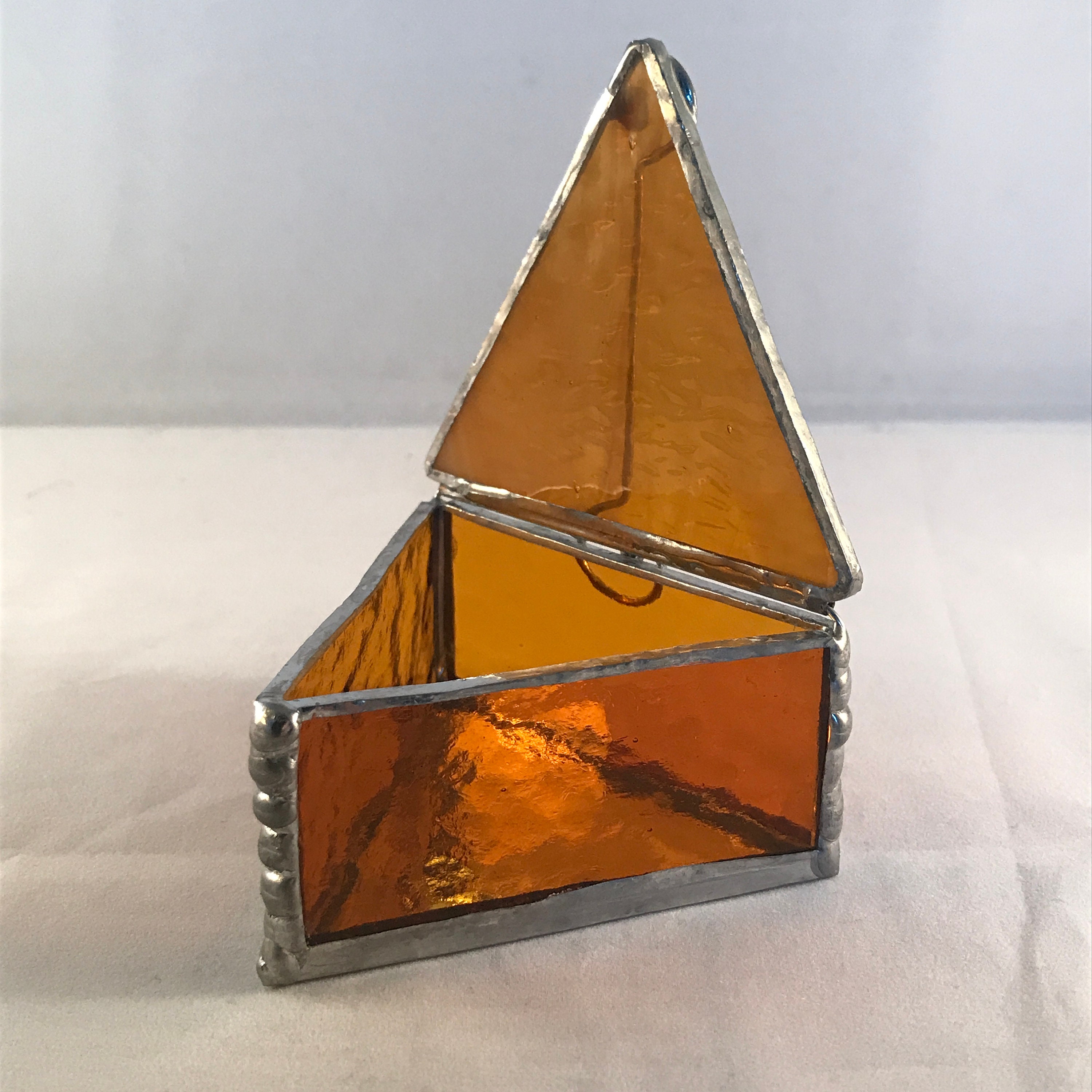 Stained Glass Triangle Jewelry and Keepsake Box - Amber - Etsy