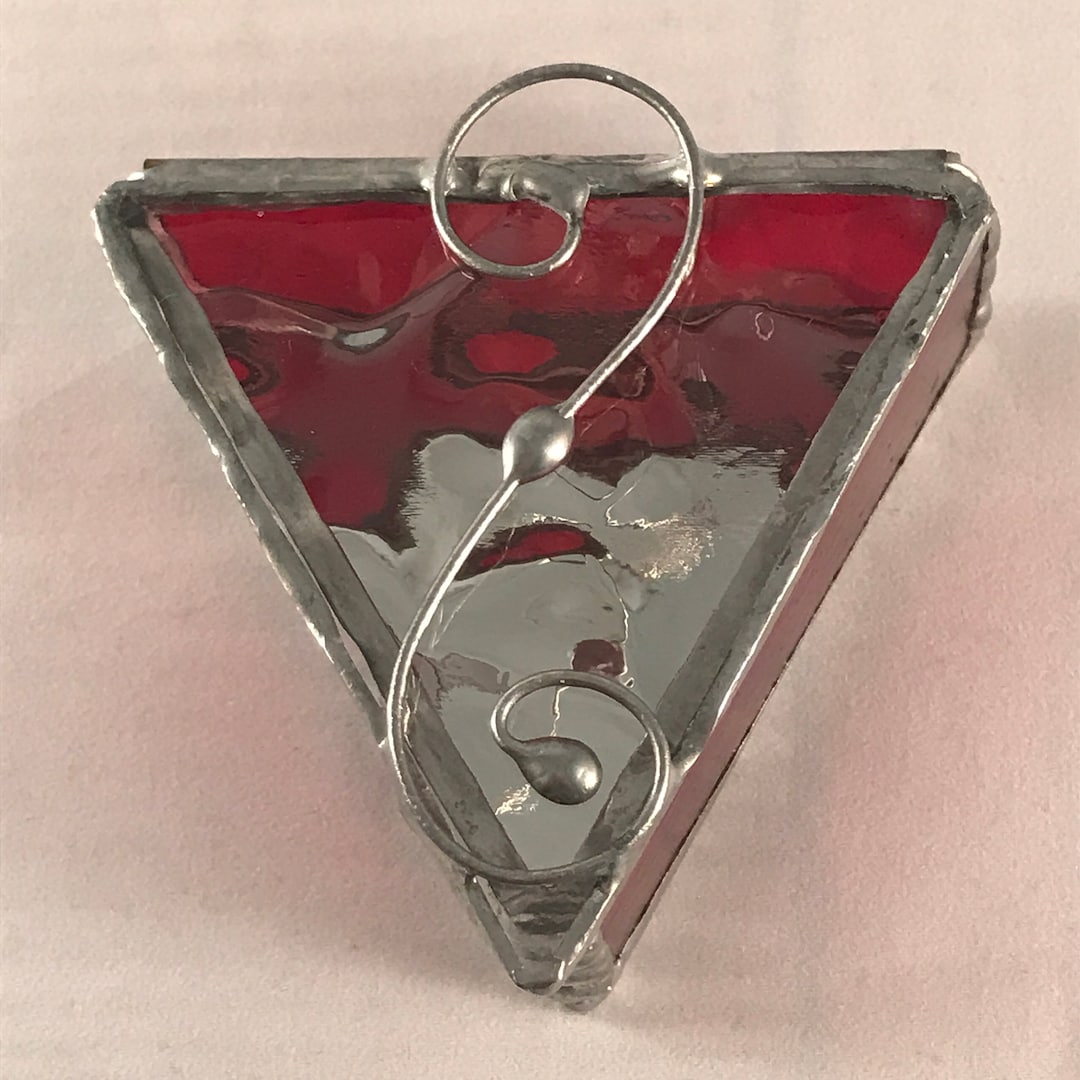 Stained Glass Triangle Jewelry and Keepsake Box Textured Clear/red - Etsy
