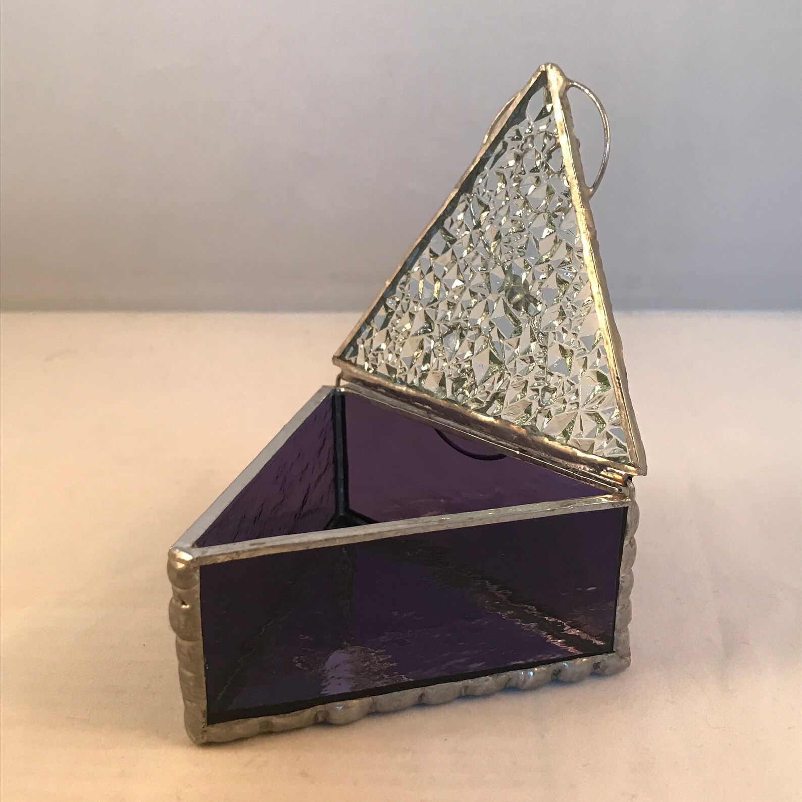 Stained Glass Triangle Jewelry and Keepsake Box Textured - Etsy