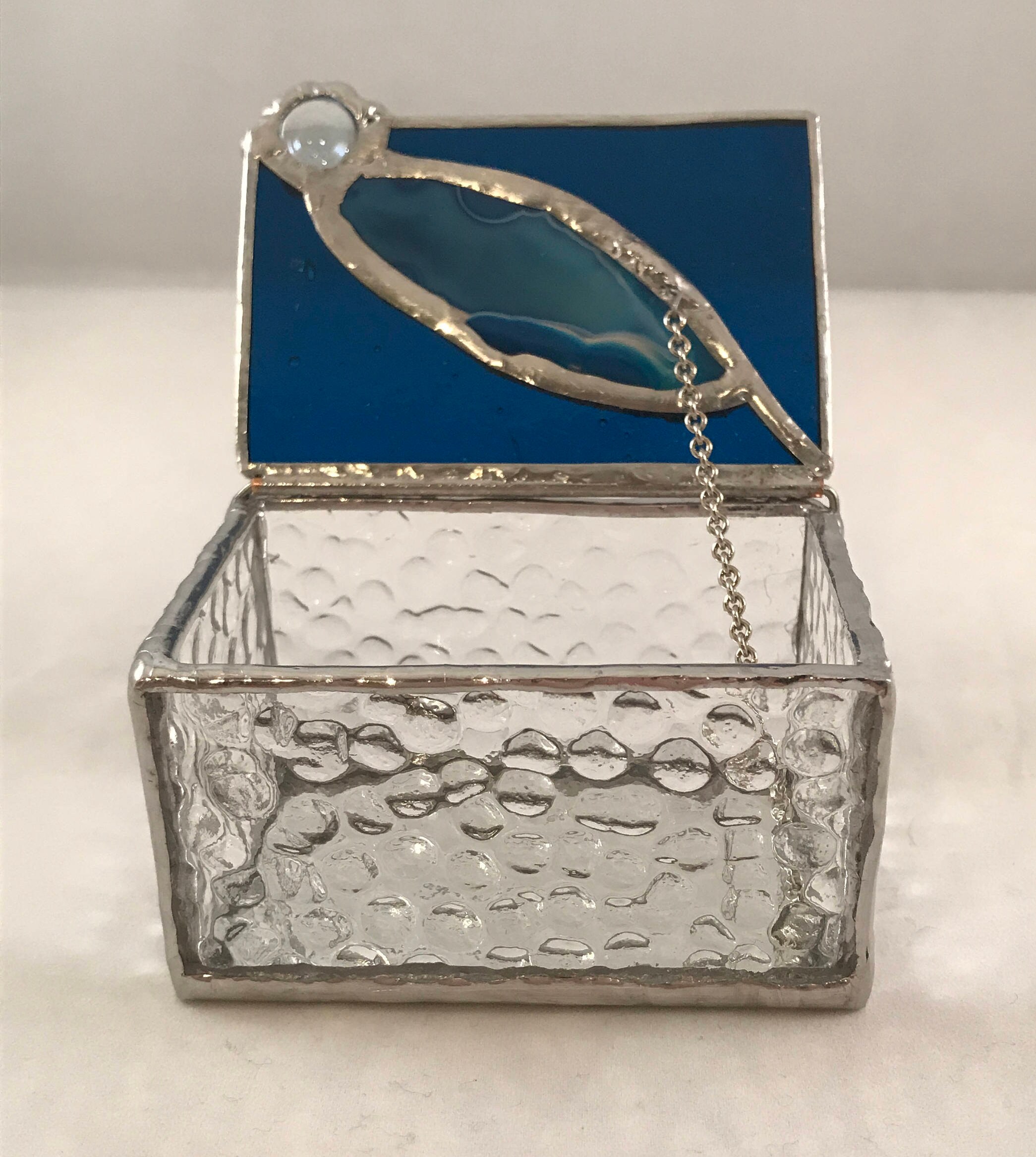 Stained Glass Jewelry/keepsake Box With Agate Slice - Etsy