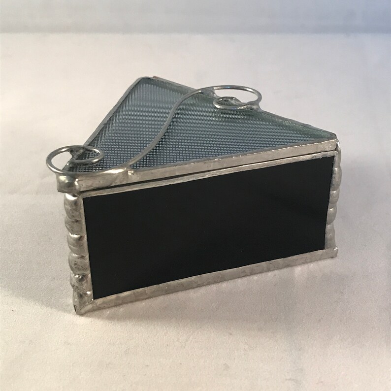 Stained Glass Triangle Jewelry and Keepsake Box - Textured Clear/black ...