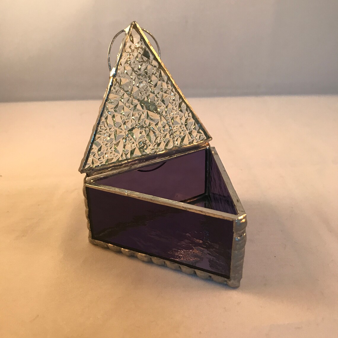 Stained Glass Triangle Jewelry and Keepsake Box Textured - Etsy