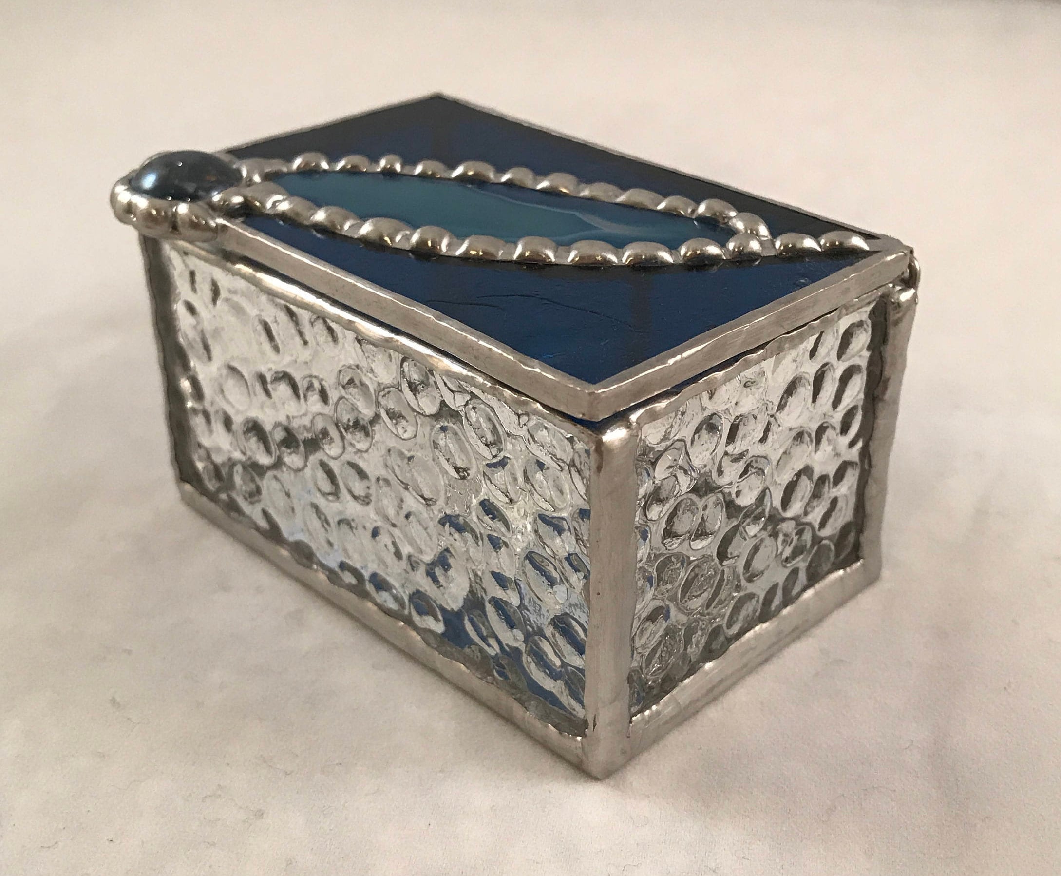 Stained Glass Jewelry/keepsake Box With Agate Slice - Etsy