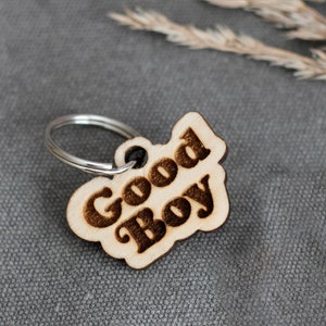 Good Boy Badge Style Engraved Wooden Pet Tag / Unique Pet Tag - Etsy